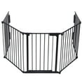 Hommoo Metal Fireplace 5-Panel Baby Safety Gate with Door, Black ...