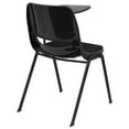 Emma + Oliver Black Padded Ergonomic Shell Chair with Left Handed Flip ...