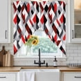 Abstract Swag Curtain Valance for Window 2 Panels Red Black Geometric ...