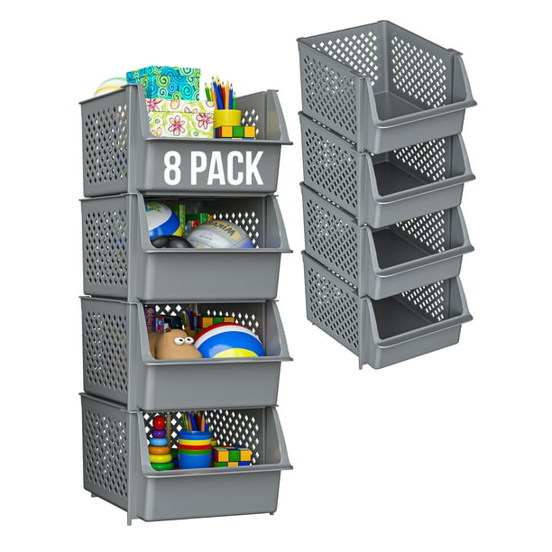 Skywin Plastic Stackable Storage Bins for Pantry - Stackable Bins For ...