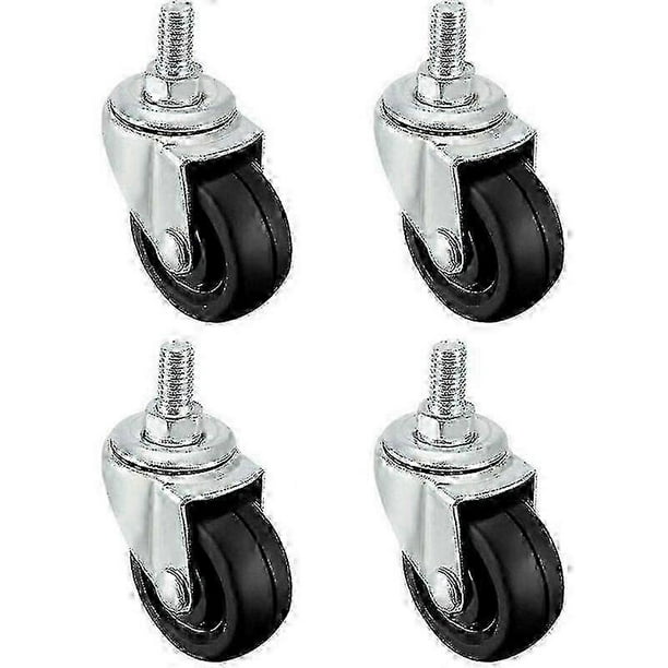 40mm Rubber Wheels Set of 4 with M8 Threaded Rod for Smooth Mobility ...