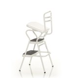 COSCO Stylaire Retro Chair + Step Stool with flip-up seat (white, one ...