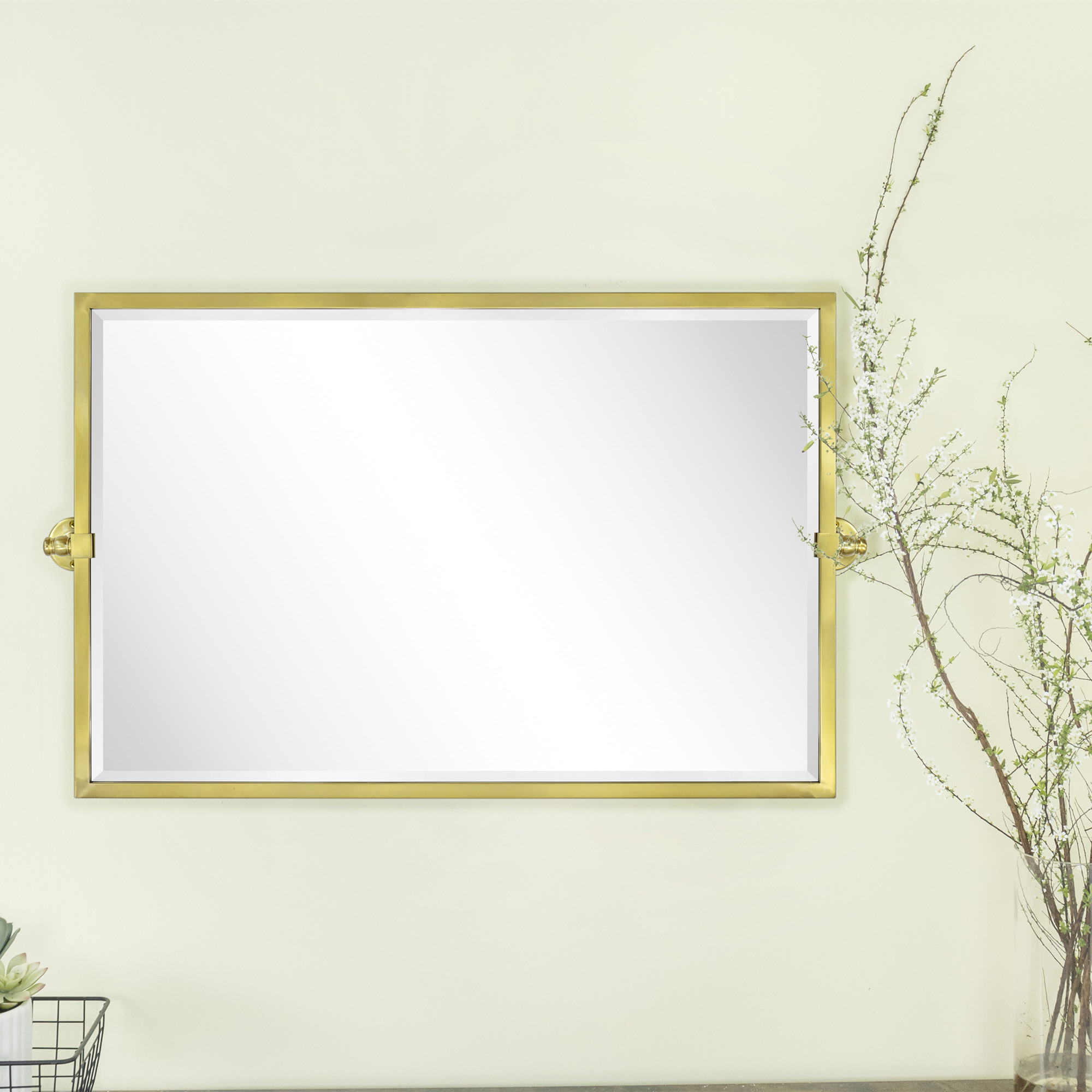 TEHOME 36x24'' Gold Horizontal Pivot Rectangle Bathroom Mirror for Wall ...