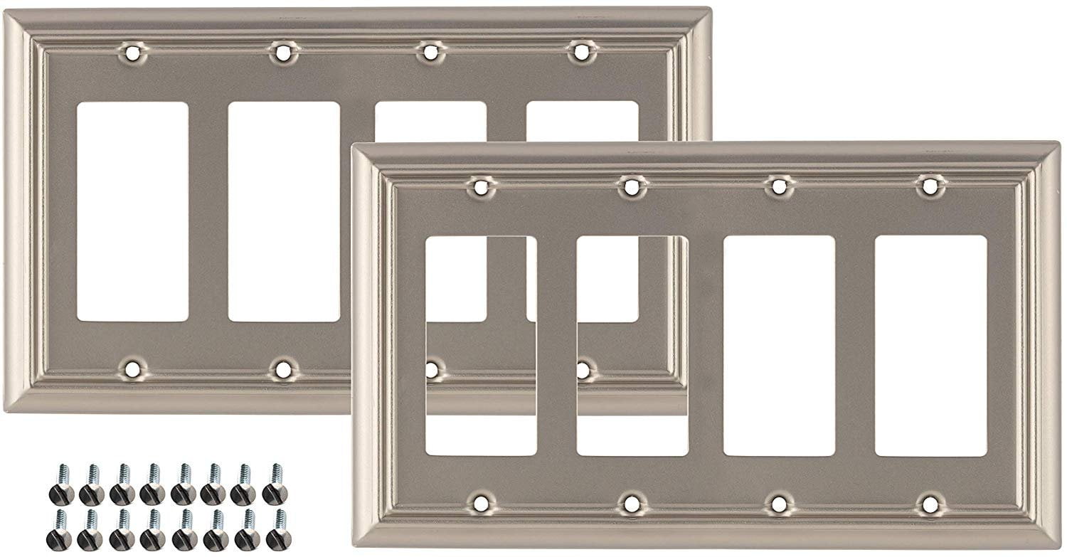 Sleeklighting 2 Pack Decorative Beveled Satin Nickel Outlet Covers | 4 ...
