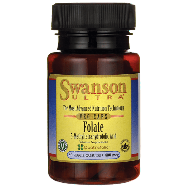 Swanson Folate (5-Methyltetrahydrofolic Acid) 400 Mcg 30 Veggie ...