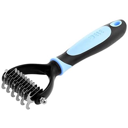 Pet Comb Rake Dual Sided 6 + 11 Teeth Undercoat Fur Grooming Rake Knot ...