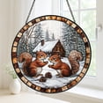 Winter Cabin Stained Glass Style Suncatcher, Fantasy Woodland Squirrel ...