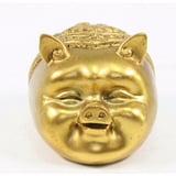 Feng Shui Gold 3" Legless Pig Head Oval Round Statue Figurine Gift Home ...