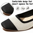 CHICVOMEY Womens Knit Square Toe Ballet Flats Two Tone Black and Beige ...