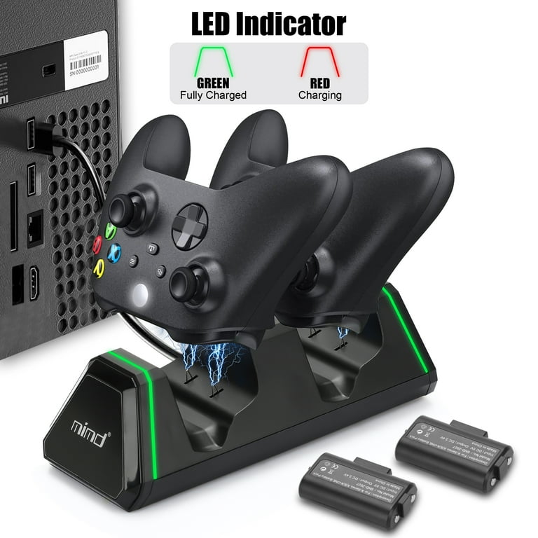 EEEkit Charging Station Fit for Xbox Series X S Xbox One One S X Elite Controllers with 2x1400 mAh Rechargeable Battery