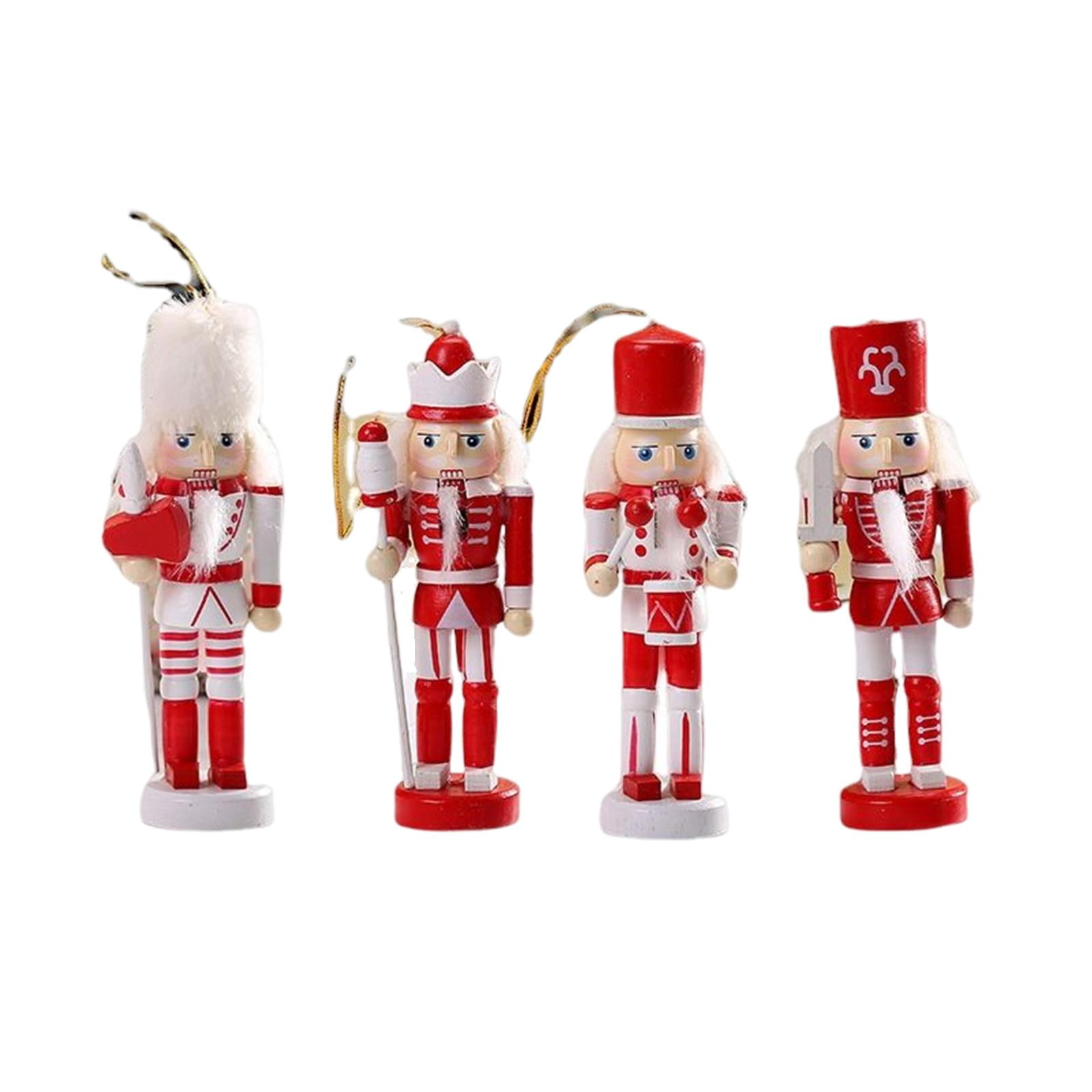4 Pieces Wood Nutcracker Figures Christmas Nutcrackers Decor Handmade ...