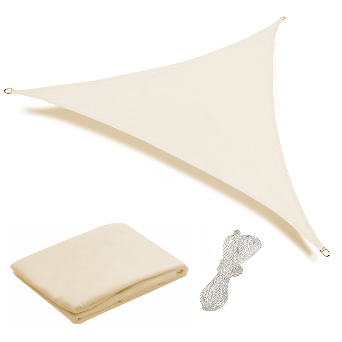 Cream White 16ft x 16ft x 16ft Waterproof Sun Shade Sail Canvas Sun ...
