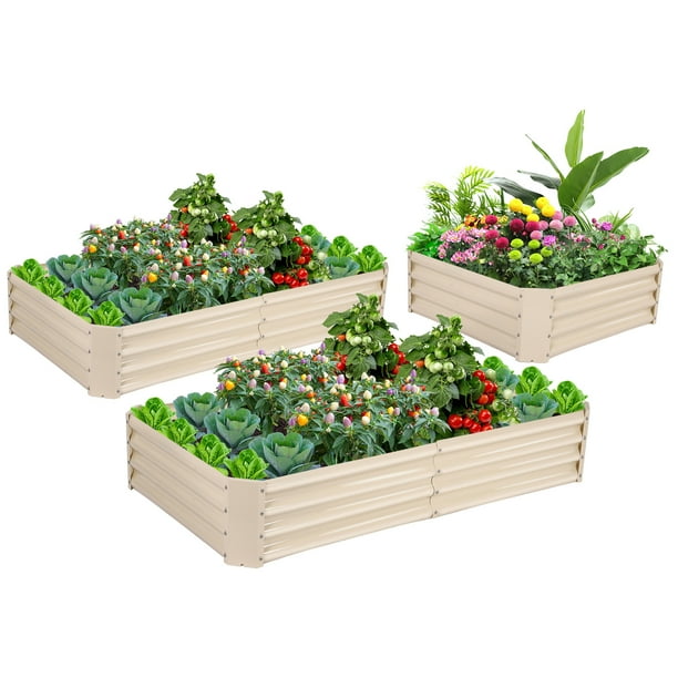 2 Pack 8x3x1ft Galvanized Raised Garden Bed Metal Above Ground Planter ...
