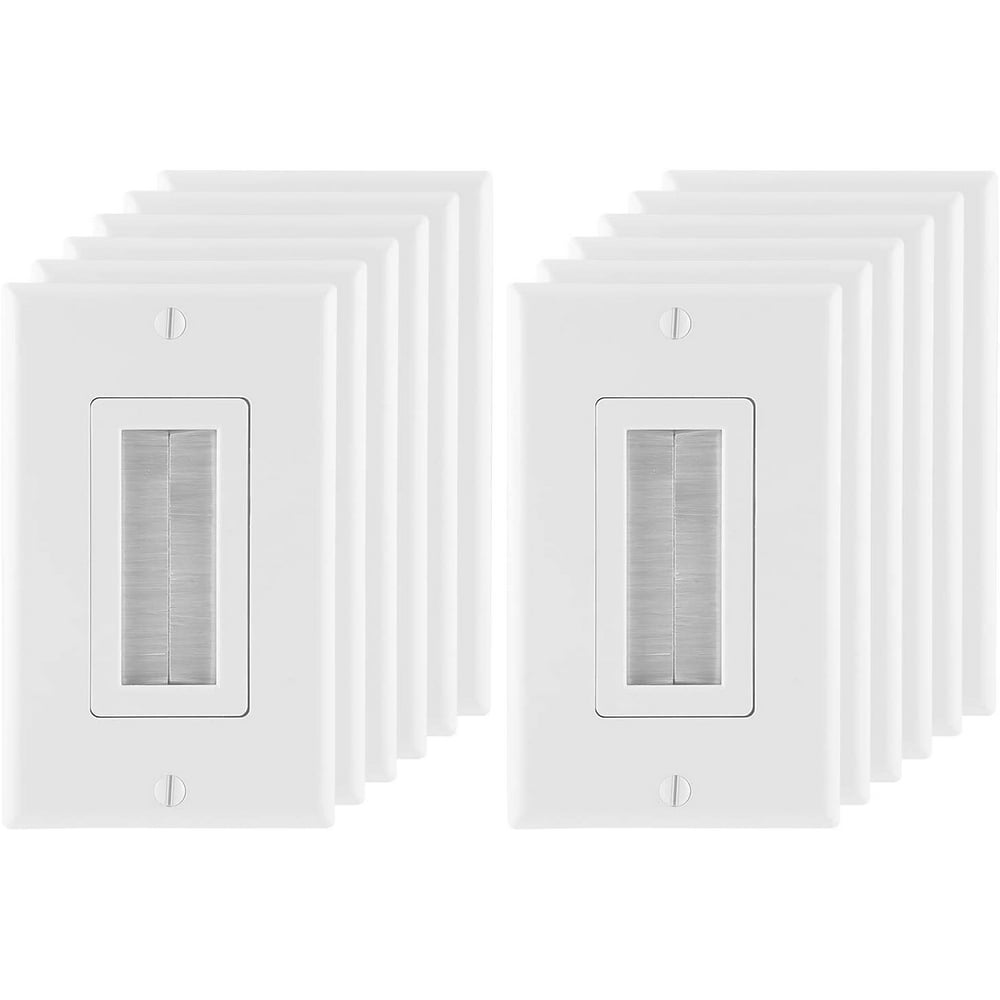 GE Brush Wall Plate, 12 Pack, Cable Pass Through Insert, White, 57376 ...