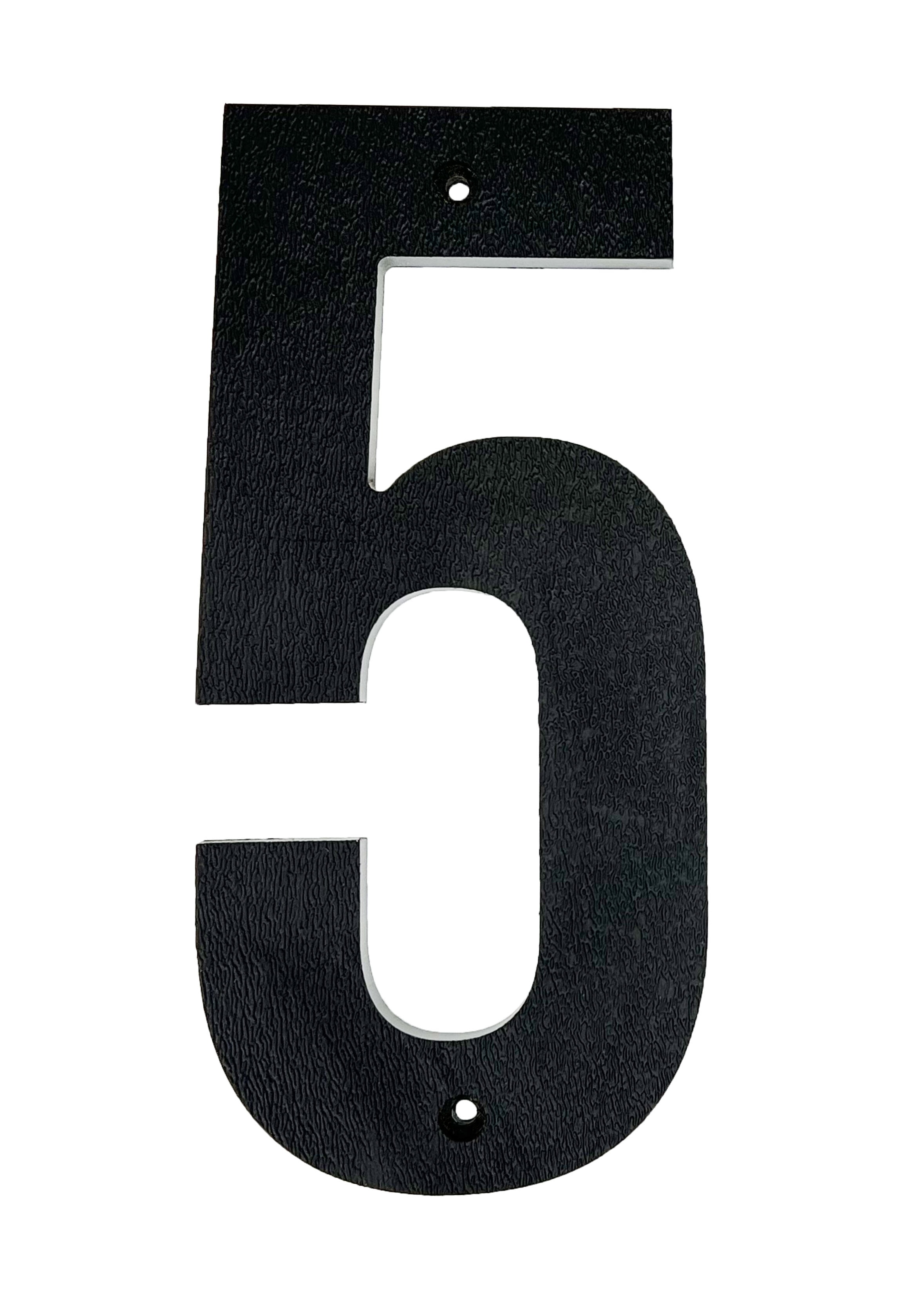 Pearl Sign Co. Black 8" Floating House Number 5, Bold Modern Style ...
