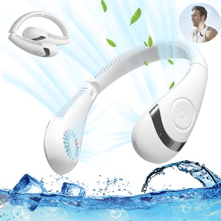 Portable Neck Fan, USB 5000mAh Rechargeable Hands Free Bladeless Neck ...