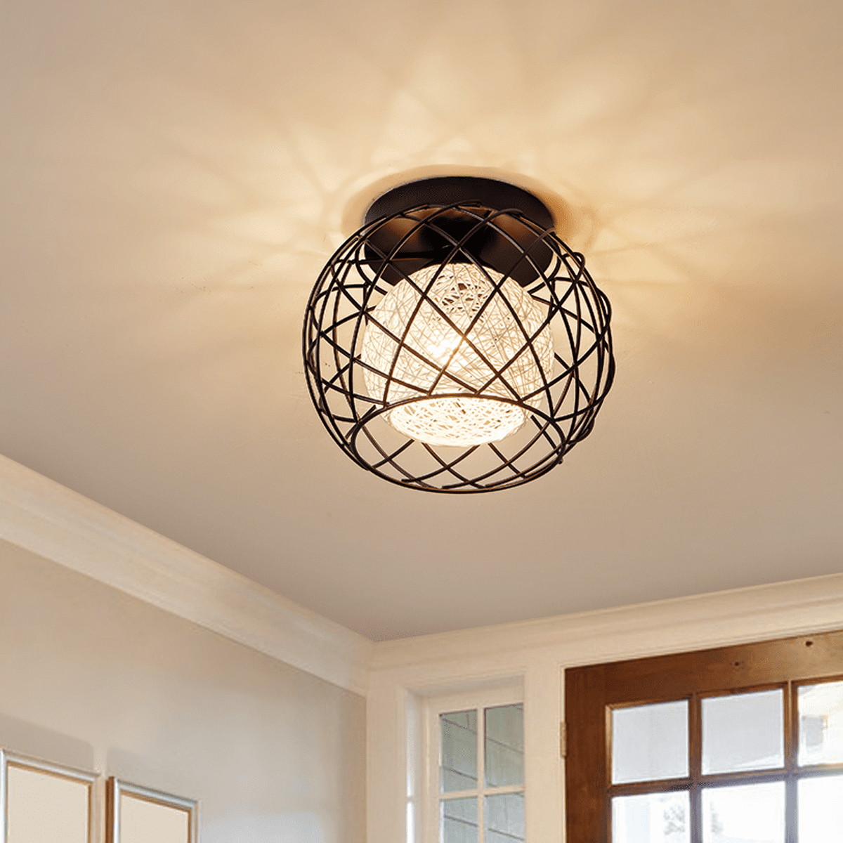 NUODIFAN Vintage Ceiling Lights,Retro E27 Bulb Metal Lamp Shade Ceiling ...