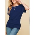 Made by Johnny Women's Dolman Drape Top with Side Shirring S NAVY ...