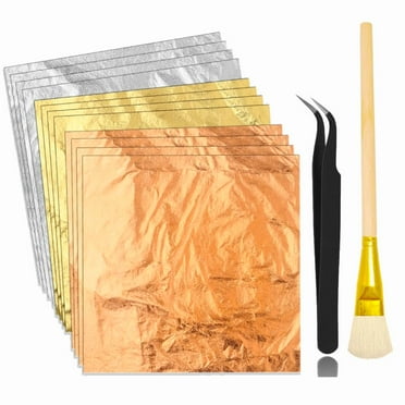 100Pcs Colored Gold Leaf Sheets Silver Glitter Paper Art Crafts For ...