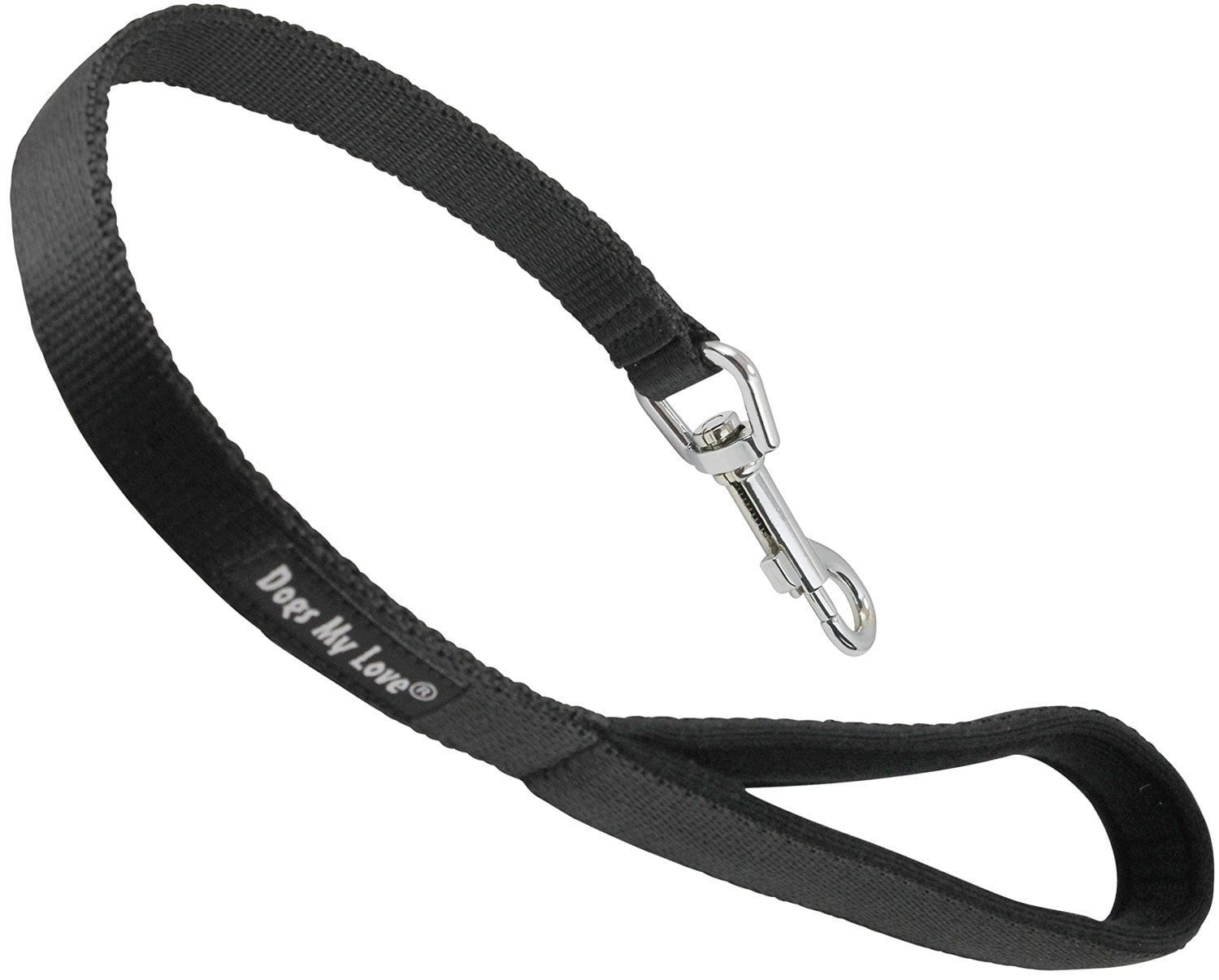 Short Dog Leash Padded Handle Wide Nylon Traffic Lead 22" Long Black ...