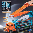 Kids Car Track Toys Carrier Transporter Truck Playset with 6 Alloy Race ...