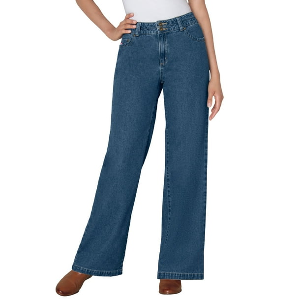Woman Within Womens Plus Size Wide Leg Cotton Jean Jean