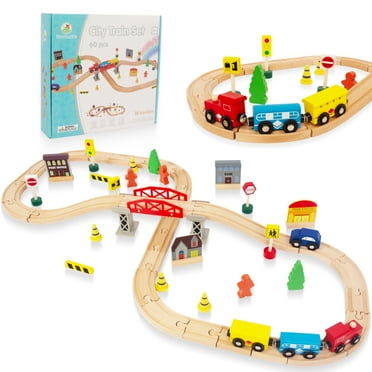 Maxim Kids Railway Wooden Train Set (40 Pieces) Play Train Set ...