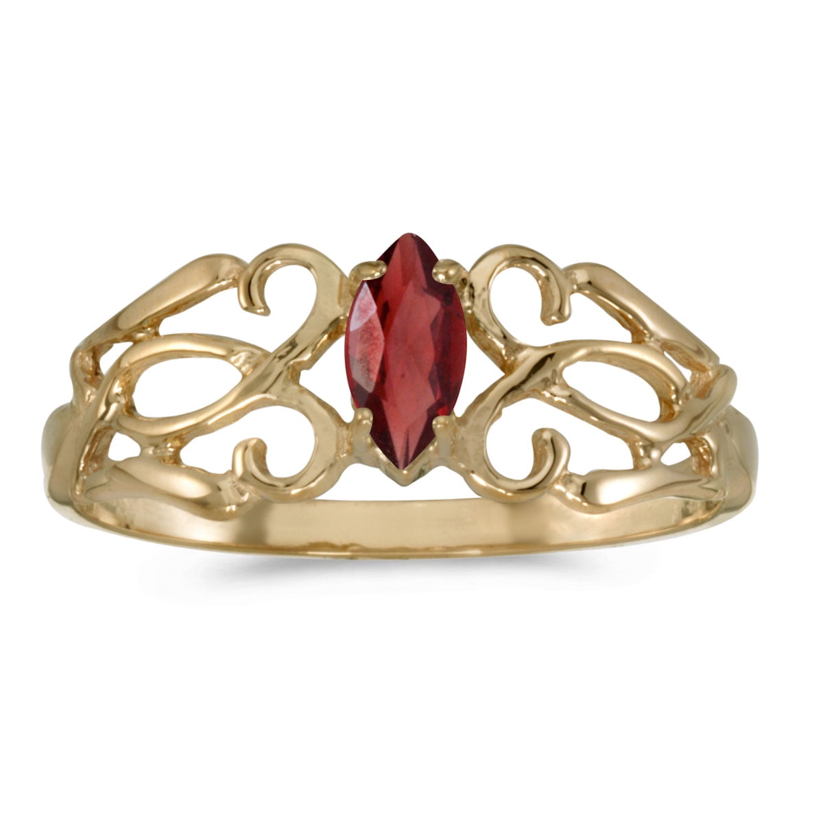 10k Yellow Gold Marquise Garnet filigree Ring - Walmart.com