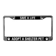 Save A Life Adopt, Pet Cat Dog License Plate Tag Frame, Multiple Colors ...