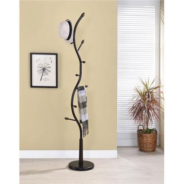 Wooden Twist Hall Tree Coat Rack In Oak Brown - Walmart.com