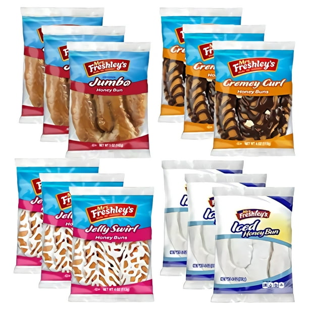 Mrs. Freshley's Honey Buns Variety Pack | Chocolate, Iced, Glazed and ...