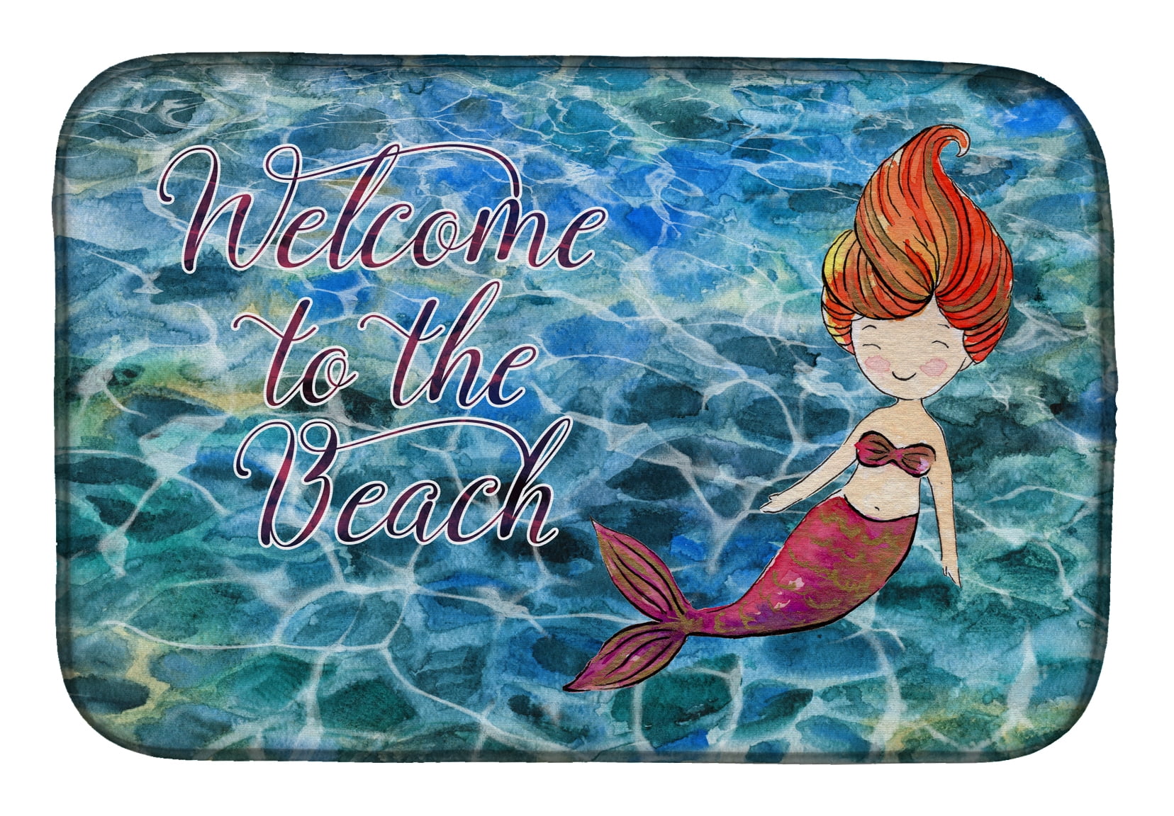 Caroline's Treasures Mermaid Water Welcome Dish Drying Mat - Walmart.com