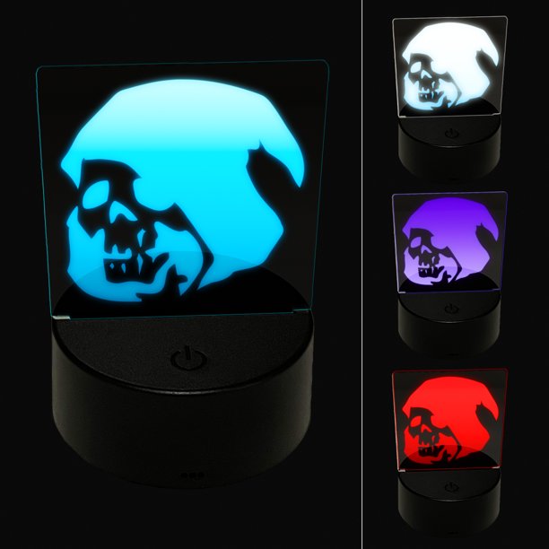 Grim Reaper Death Skeleton Hooded Head Halloween LED Night Light Sign ...