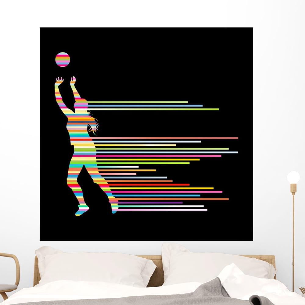 Volleyball Woman Player Vector Wall Mural by Wallmonkeys Peel and Stick ...