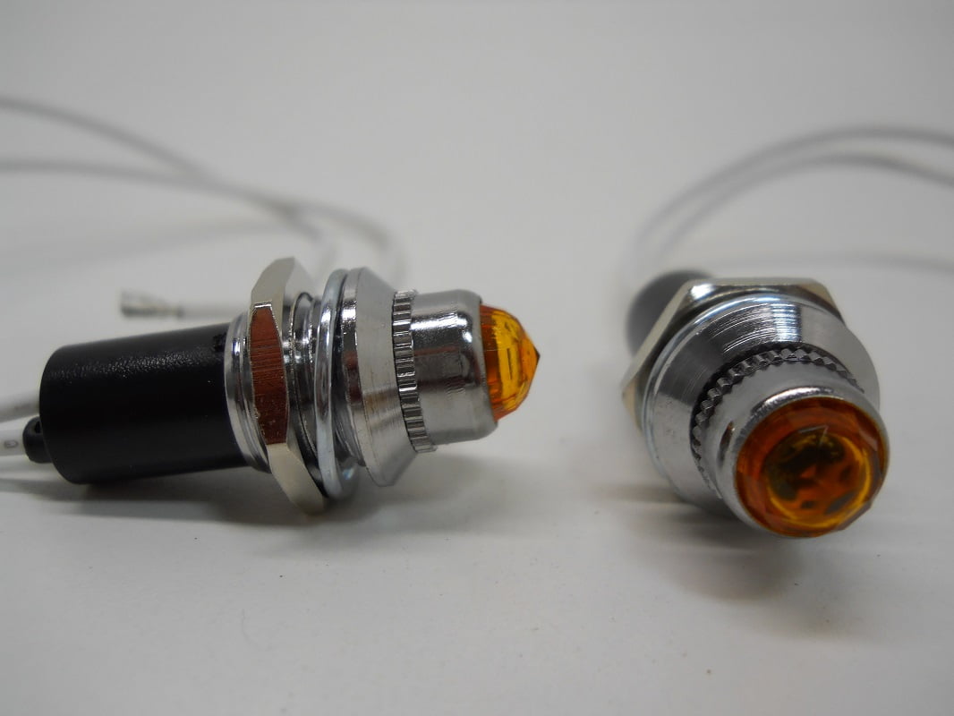 (2) Mini Classic Car Truck Dash Switch Indicator Pilot Lights / Amber ...