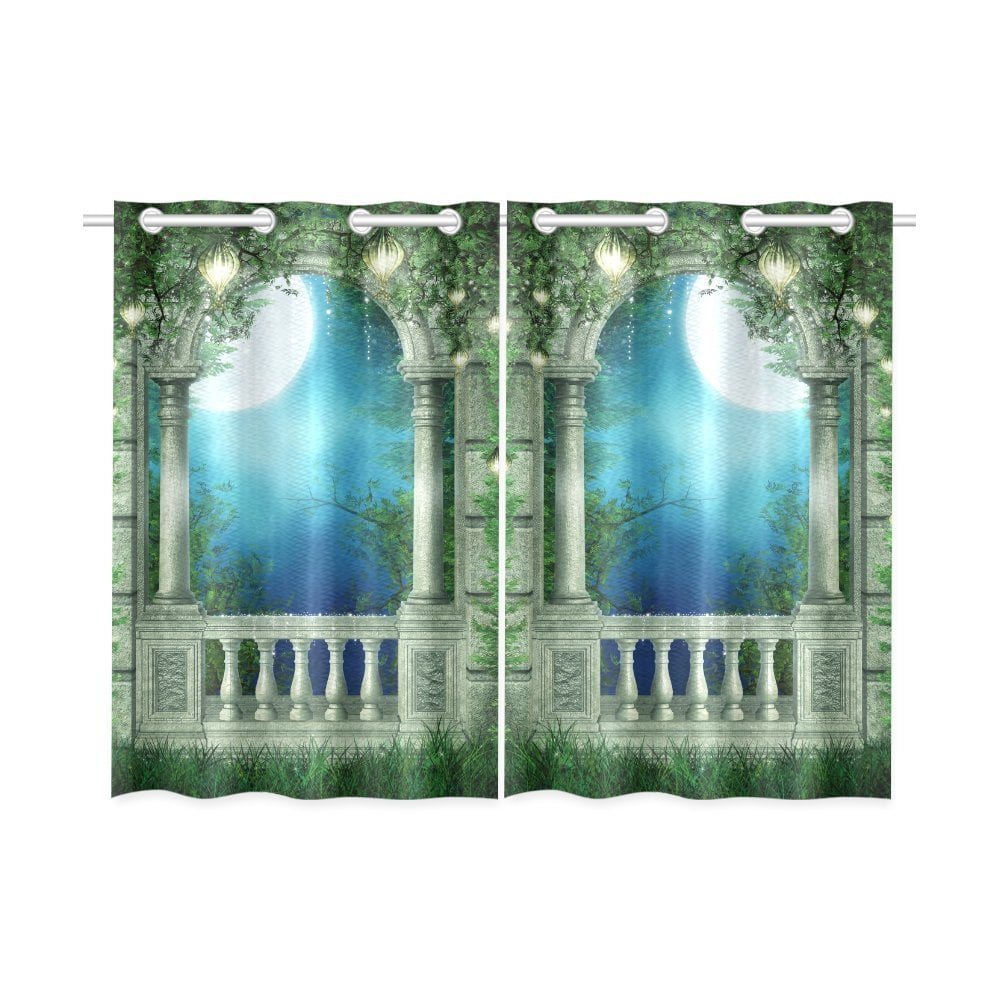 MYPOP Fantasy Window with Fairy Lanterns Window Curtain Kitchen Curtain ...
