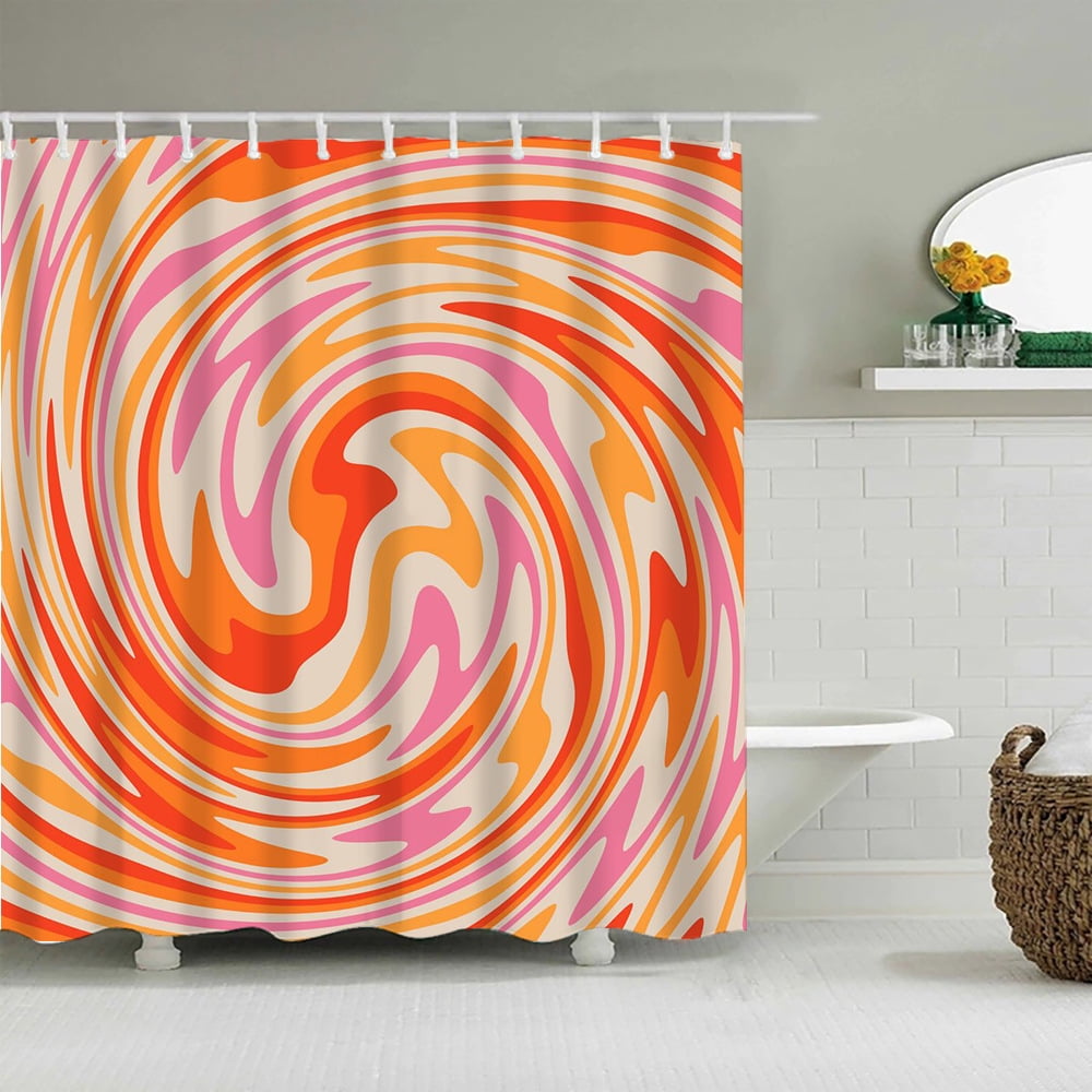 Aesthetic Cute Hippie 70 S Retro Spiral Rotating Orange Pink Colorful Psychedelic Bathroom ...
