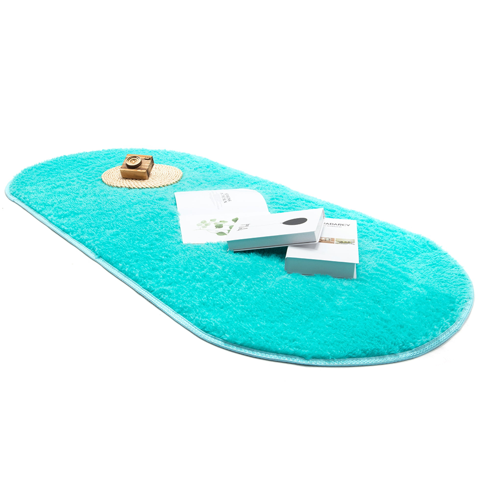 Indoor Modern Soft Oval Plush Area Rug Bed Side Mat Furry Foot Pad ...