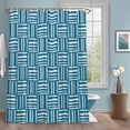 Blue Woven Texture Shower Curtain Set with Hooks, Modern Minimalist ...
