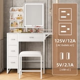 Fairy Makeup Vanity for Bedroom with LED Mirror, Lights, 4 Drawers, USB ...