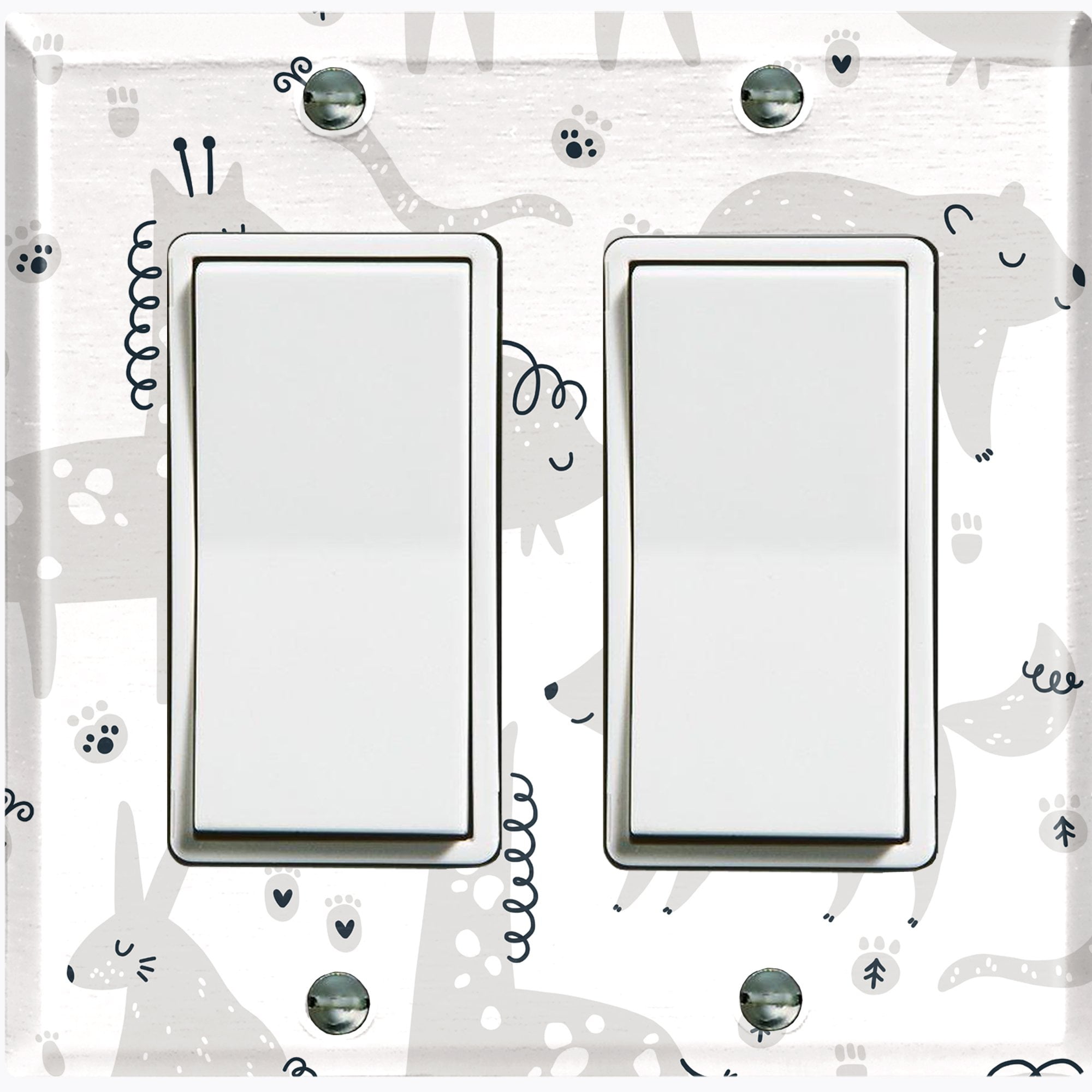 Metal Light Switch Plate Cover Cute Nature Wild Animals Gray ZOO001 ...
