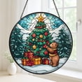 Bear Cub Woodland Winter Scene Stained Glass Style Window Suncatcher ...
