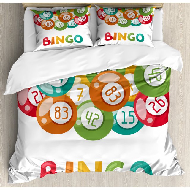 Bingo Duvet Cover Set King Size, Lottery Game Illustration Colorful ...