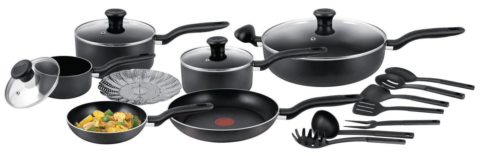 Refurbished T-fal 30136615 Simply Cook 18-Piece Non-Stick Cookware Set ...