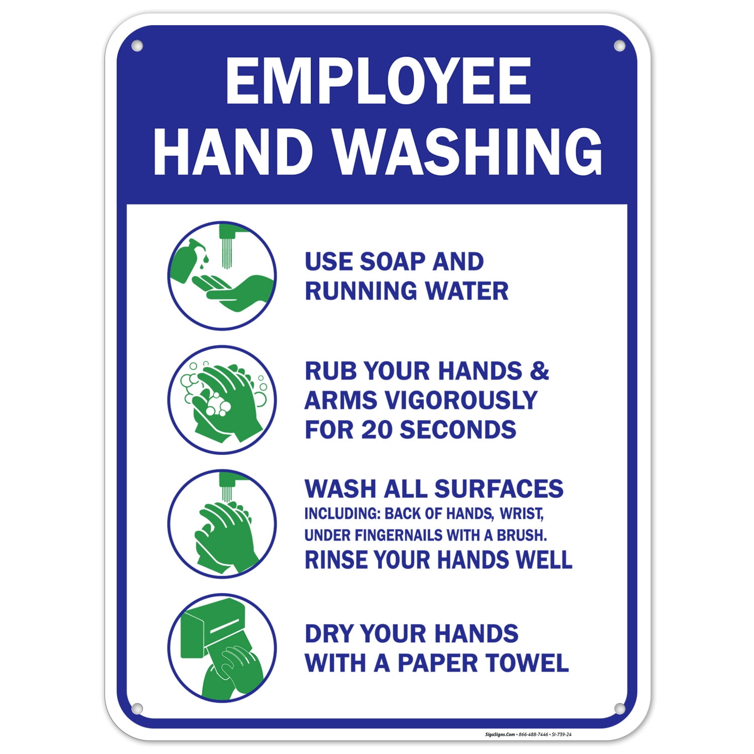 Employees Hand Washing Rules Sign, - Walmart.com