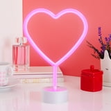 BrightSide 12" Heart Shaped LED Neon Table Light, Pink, Battery-Powered ...