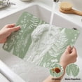 Abstract Leaves Leather Placemats Set of 2, 12x18 Inch, Sage Green ...