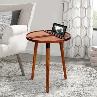 Alger 18" Wide Black Round Pedestal Wood Side Table - Walmart.com