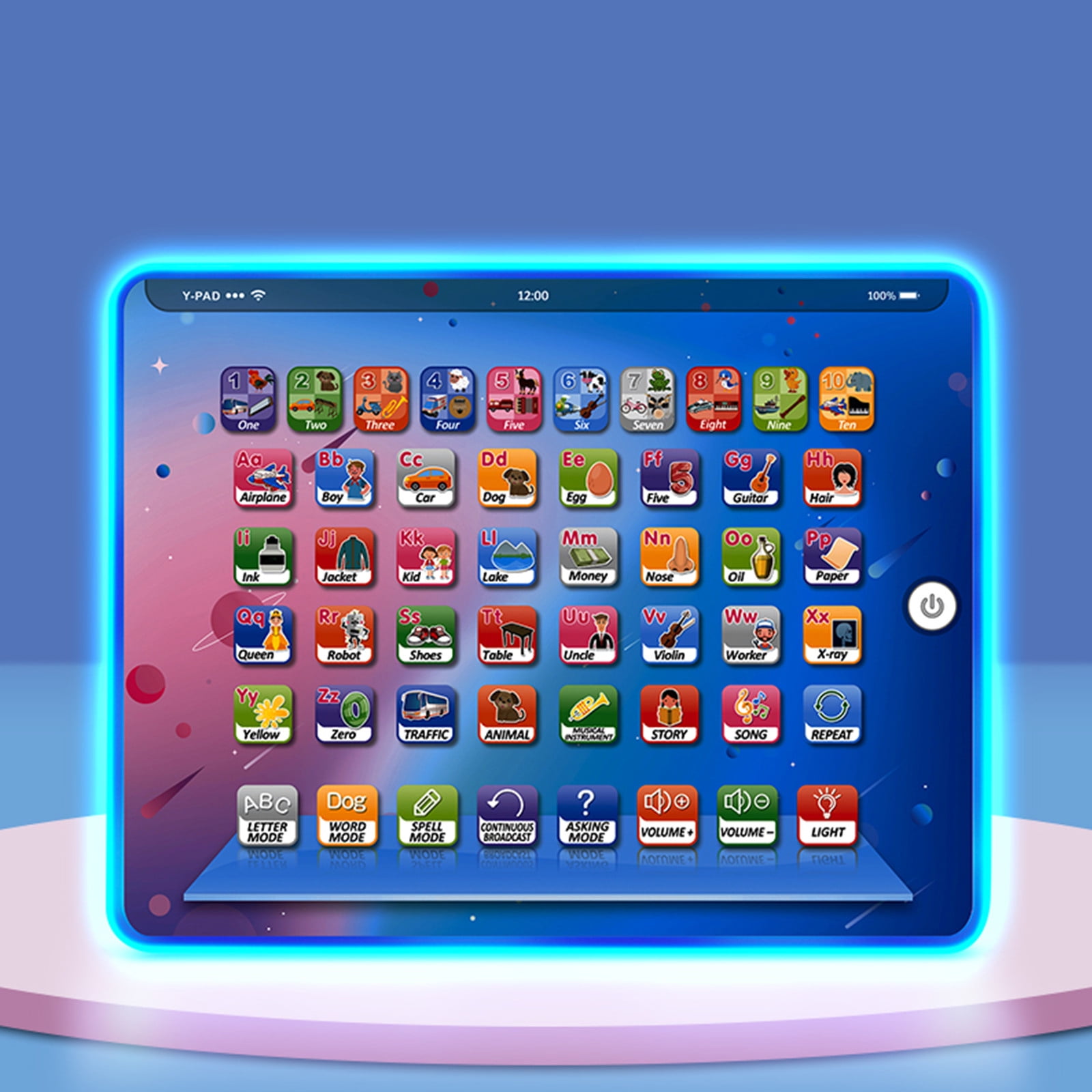 Kids Tablet Boys Learning Pad With LED Teach Alphabet, Numbers, Math ...