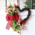 HBBKVI Valentine's Day Heart Shaped Bow Wreath Door Hanging, Waterproof ...